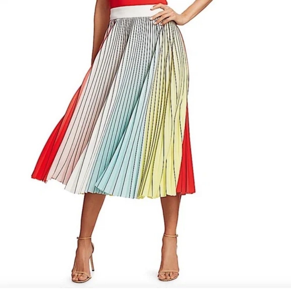 Alice + Olivia Arden Pleated Midi Skirt - Gem